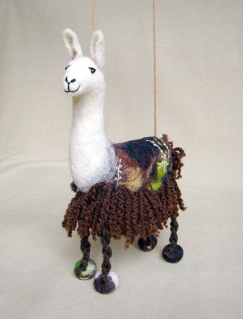 Laura Felt Llama Art Marionette Puppet Handmade Toy Stuffed - Etsy