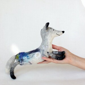 Felt Toy Silver Fox - Antuon, Art Toy Fox Plush Felted Fox Woodland ...