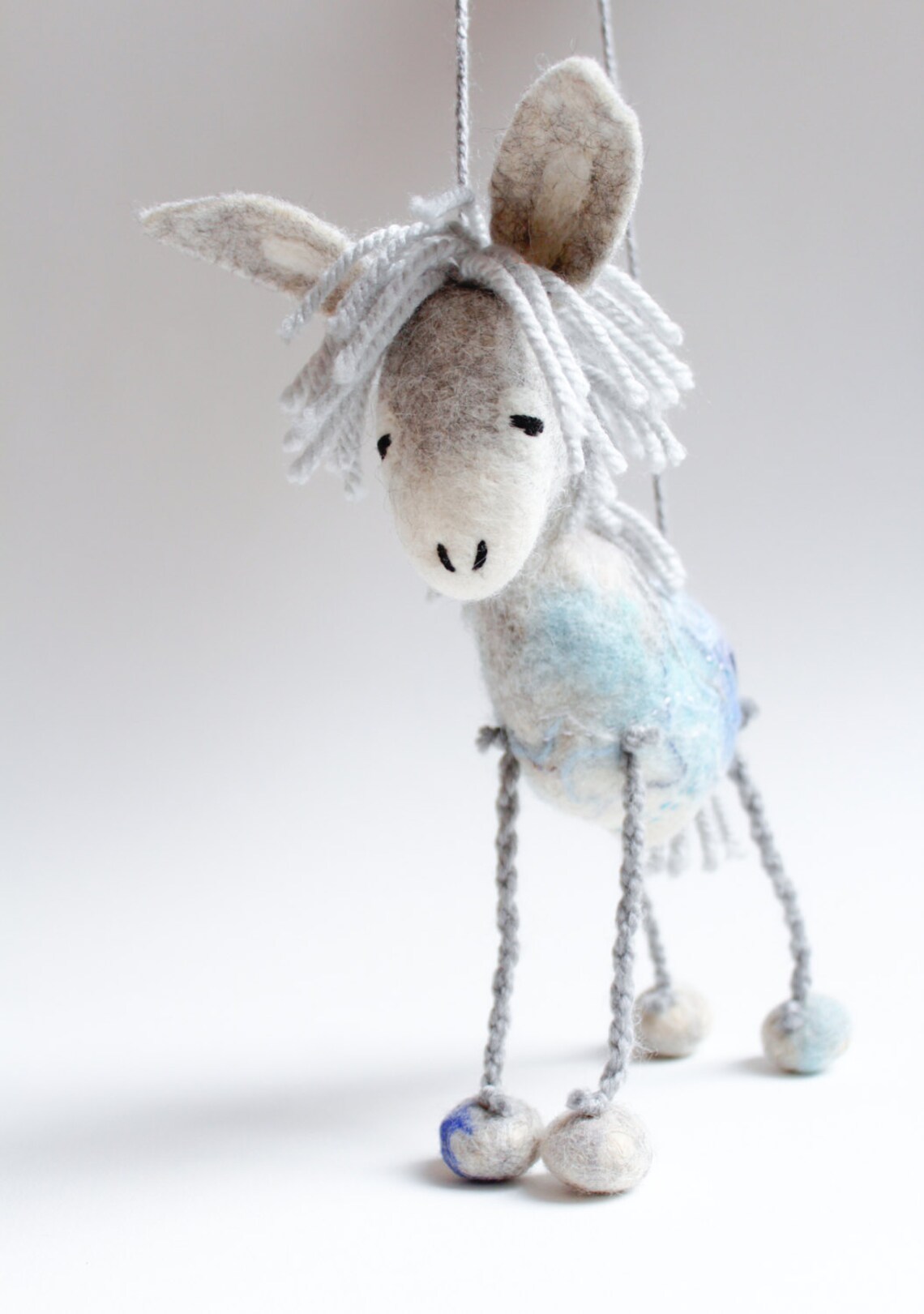 Felt Donkey - Gerard. Art Toy Felted Toy Marionette Felted Animal for ...