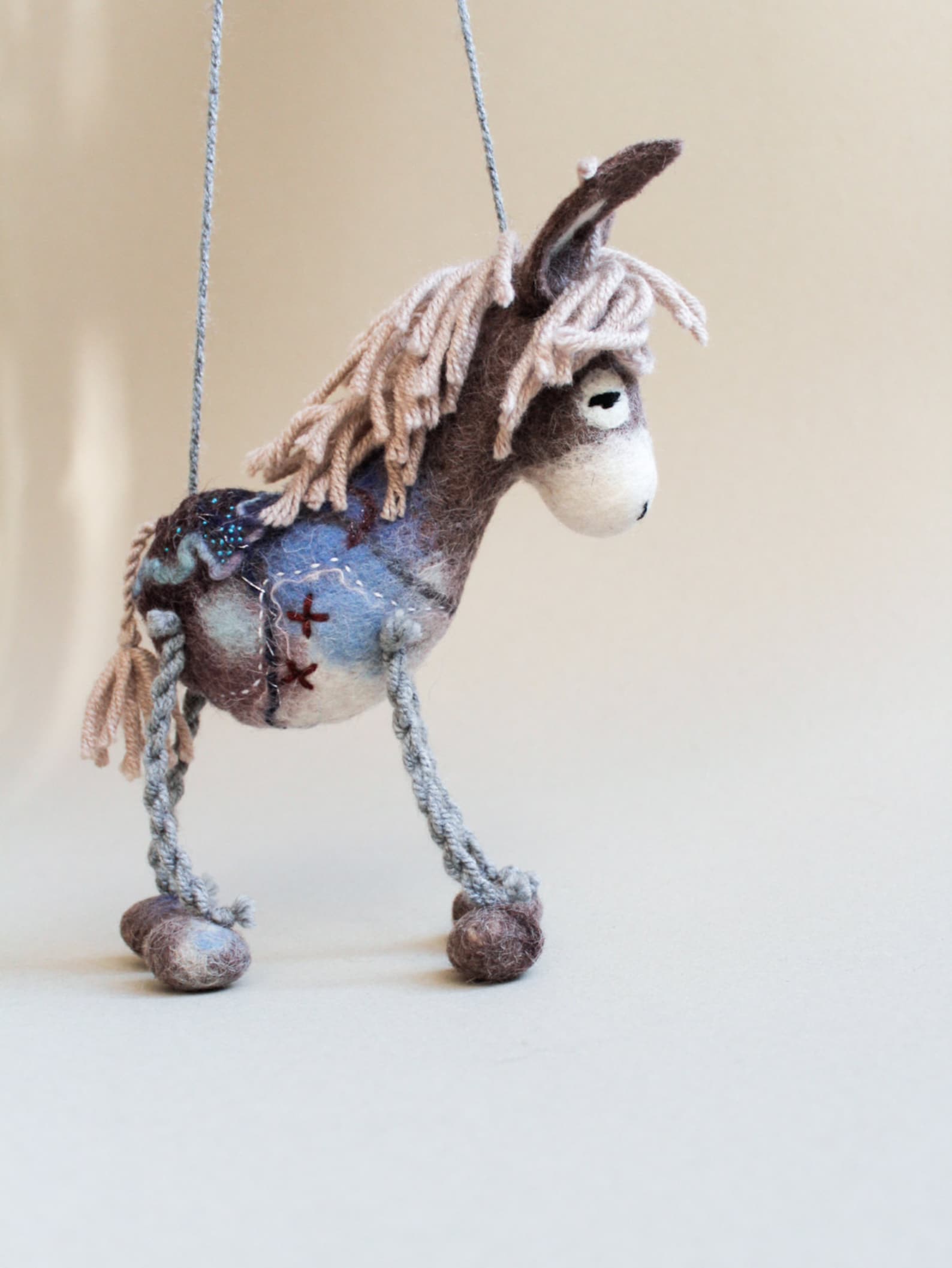Felt Donkey Chantal. Art Toy. Marionette Puppet Felted | Etsy
