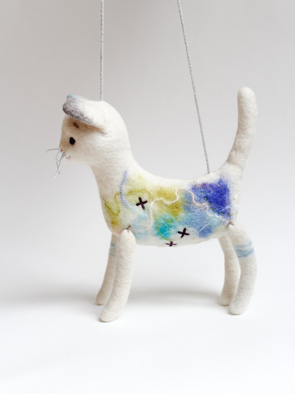 White Felt Cat Frost. Art Toy Gift for Kids Cat Plush Puppet | Etsy