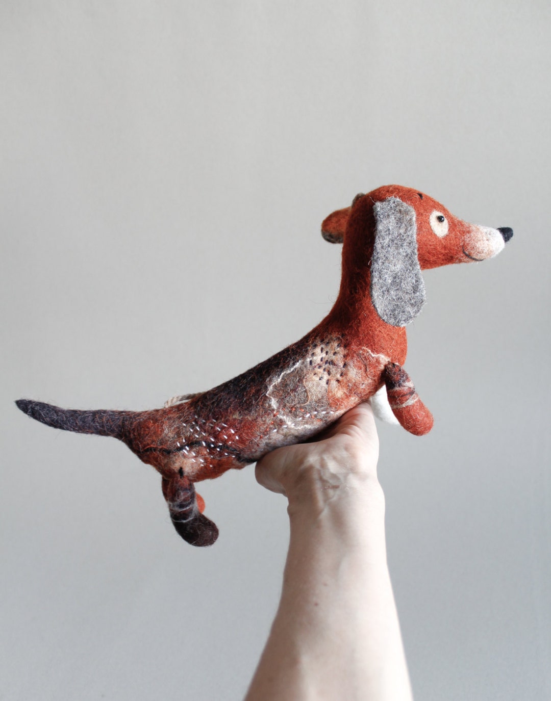 Felt Dachshund - Branko, Felt Dog Art Puppet Stuffed Animals Felted Toy ...