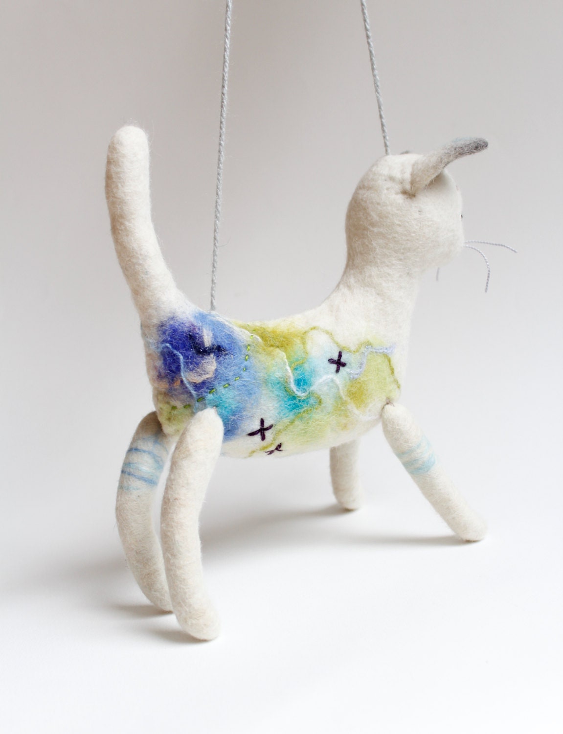 White Felt Cat Frost. Art Toy Gift for Kids Cat Plush Puppet | Etsy