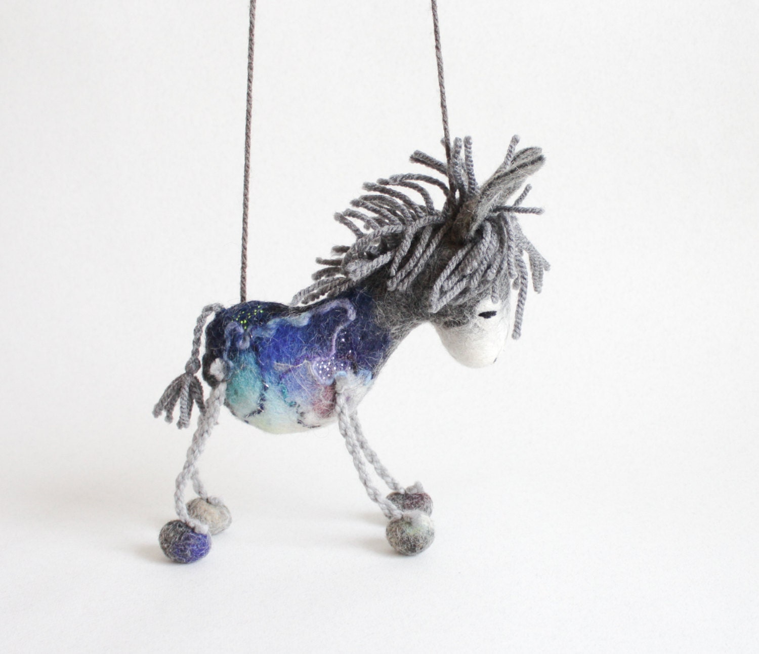 Felt Donkey Henry. Art toy Animal Marionette Handmade Puppet | Etsy