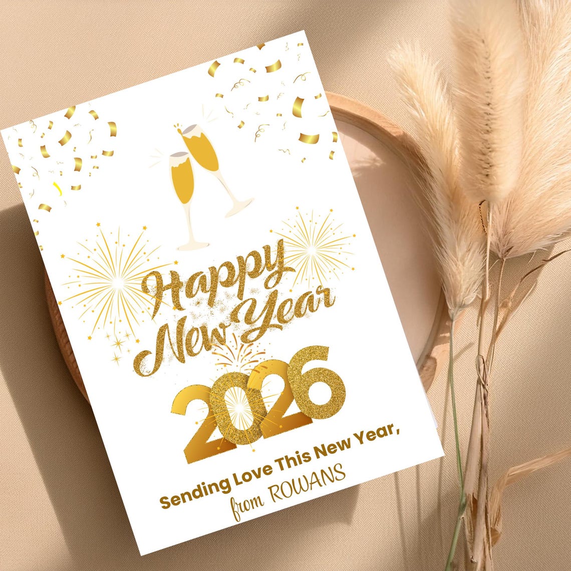 Editable Happy New Year 2026 Card | Canva Template (digital Download ...