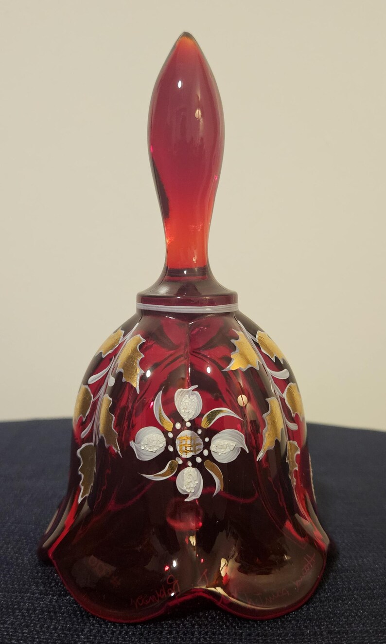 Vintage Fenton Hand Painted Ruby Bell - Etsy