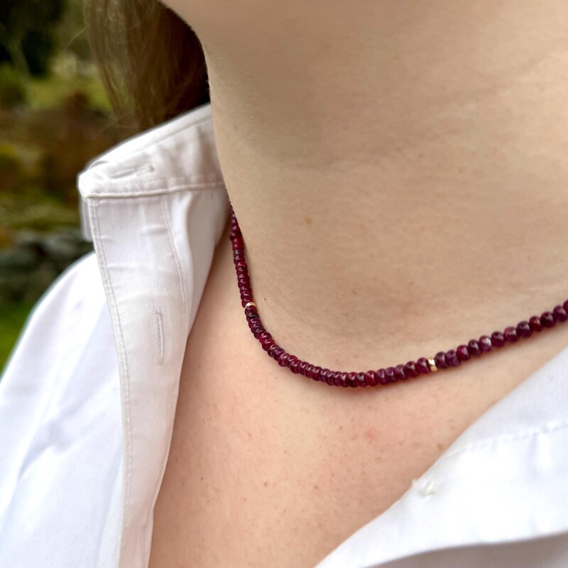 Ruby Beads Necklace - Etsy
