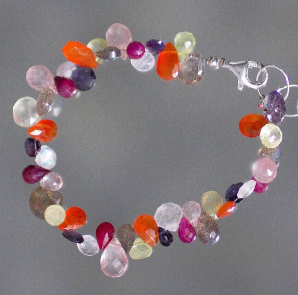 Multiple Gemstone Cluster Statement Bright Unique Bracelet | Etsy