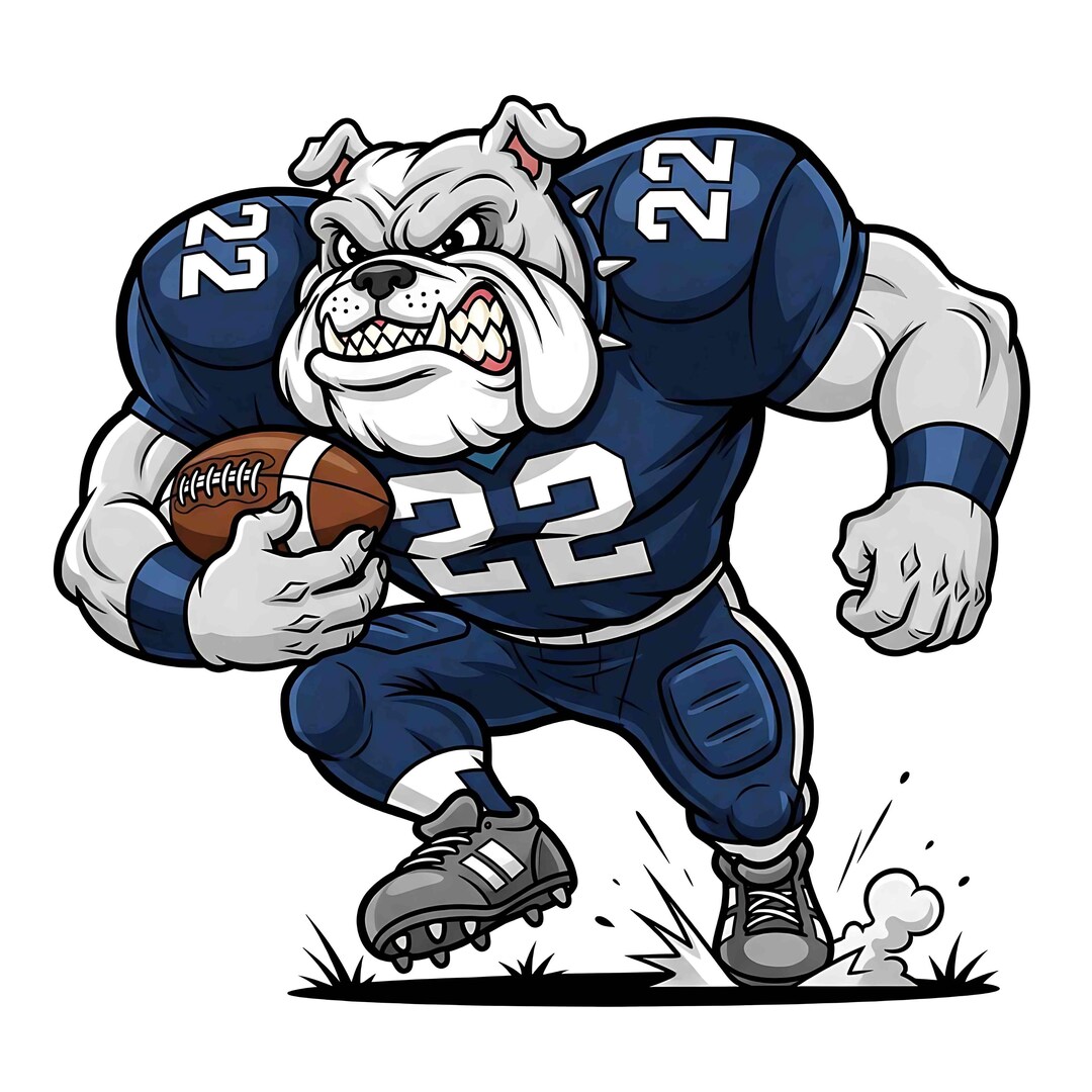 Bulldog Football Player PNG | American Football Mascot Design, Game Day Bulldog Sublimation ...