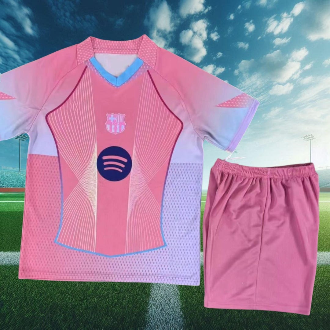 Barcelona Pink Football Kit - 2025, Handmade Jersey, for Kids & Adults ...