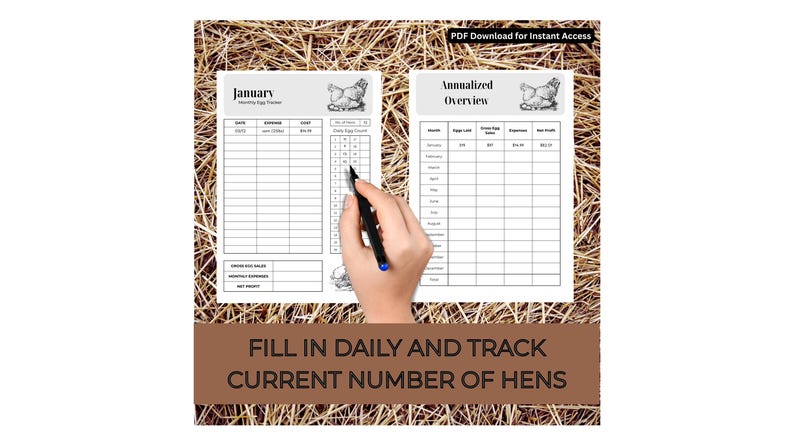 Homesteading Monthly Chicken Egg Tracker With Annualized Overview ...