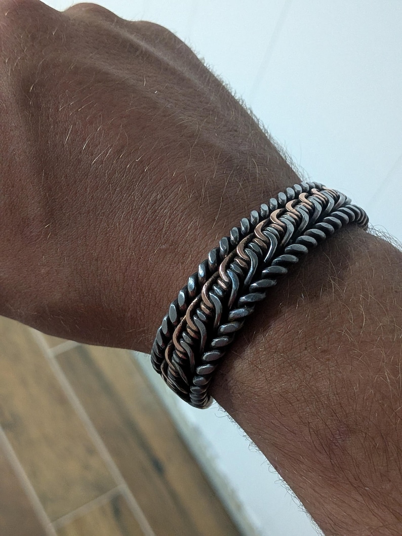 Hand Forged Copper & Stainless Steel Braided Bracelet - Etsy