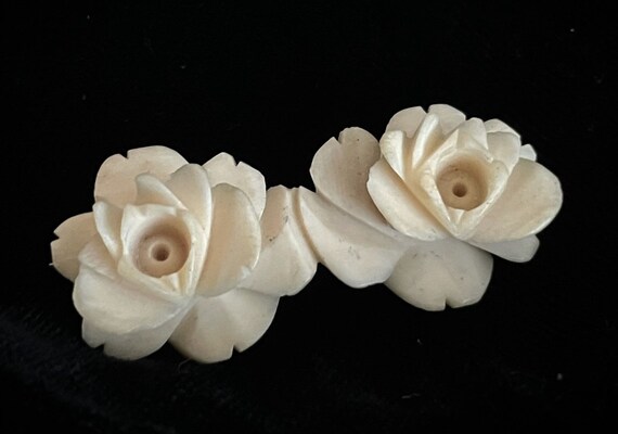 Edwardian Carved Double Rose Floral Ivory Celluloid Bone Rose - Etsy