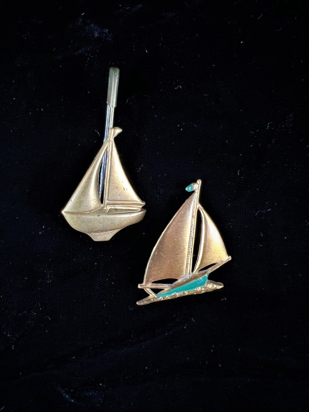 Vintage Set of Gold Tone Sailboat Pins Brooches - Etsy