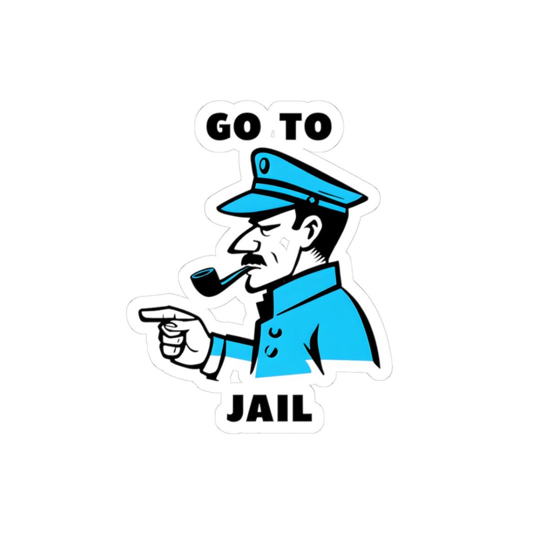 Playful Police Go to Jail Stickers, Fun Laptop Decals, Quirky Gifts ...