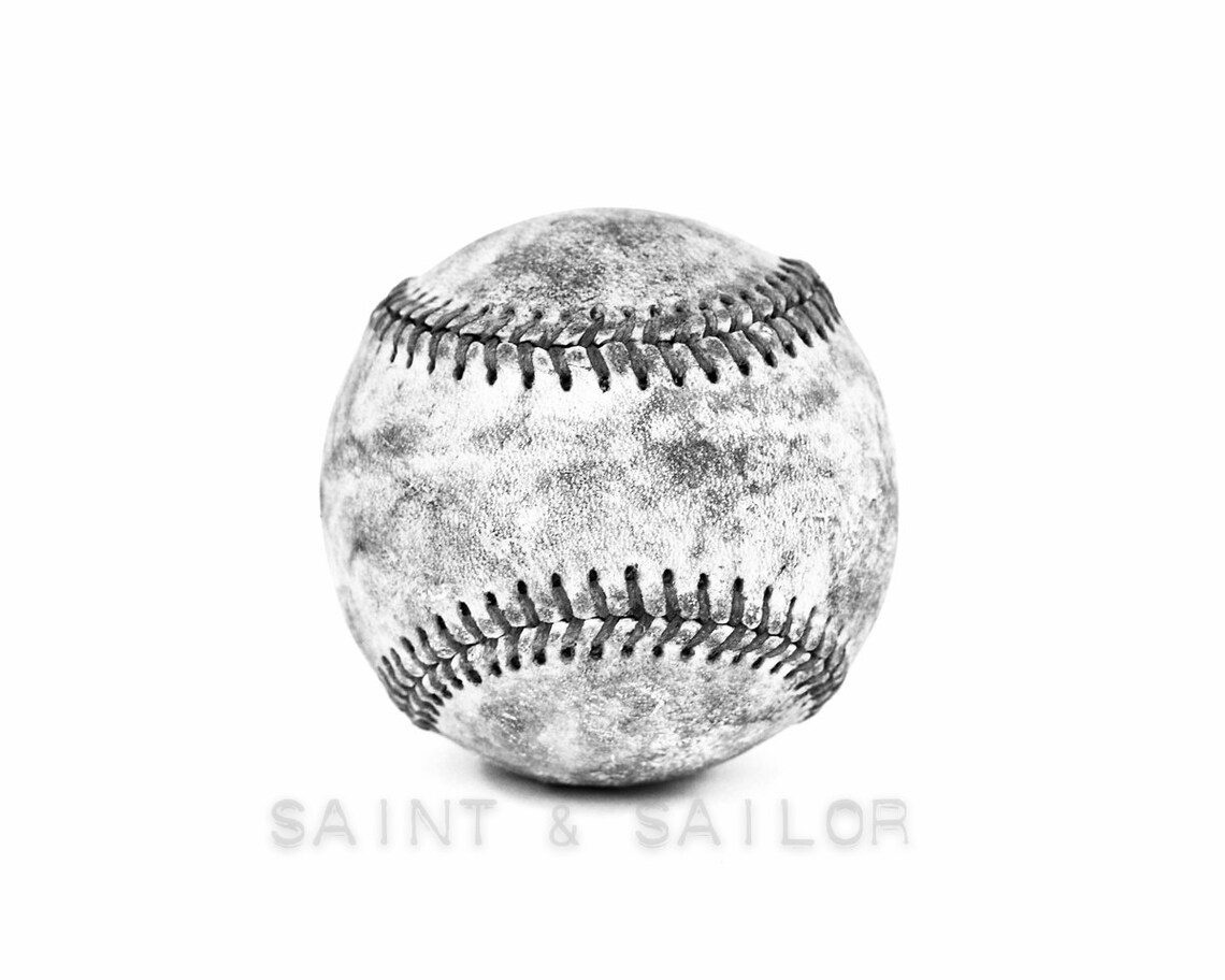 Vintage Single Baseball on White One Photo Print Wall Decor - Etsy