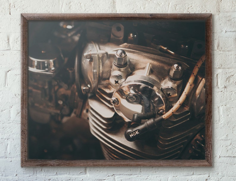 Motorcycle Wall Art Vintage Air Cooled Engine Closeup Fine | Etsy