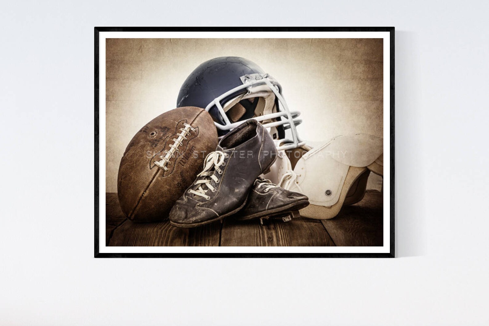 Vintage Football Gear Navy Blue Helmet Photo Print Wall - Etsy UK