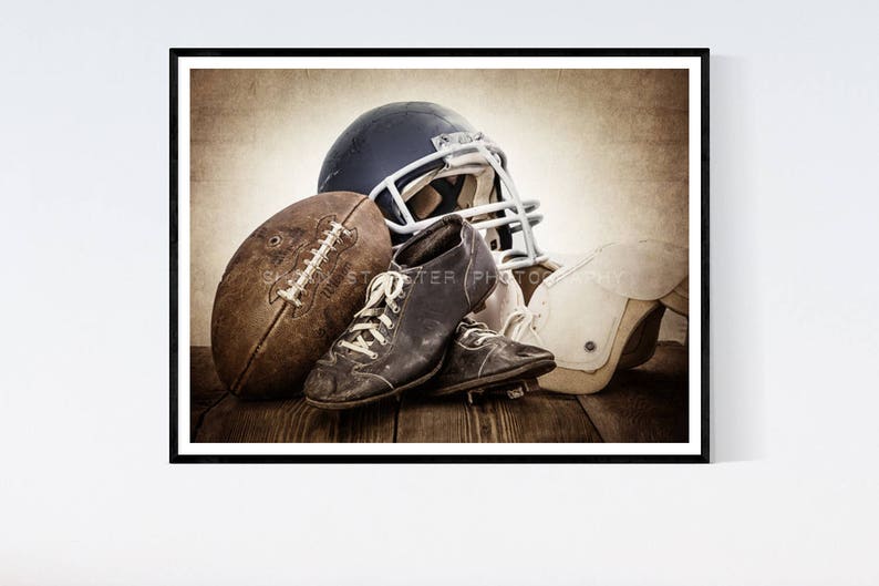 Vintage Football Gear Navy Blue Helmet Photo Print Wall - Etsy UK
