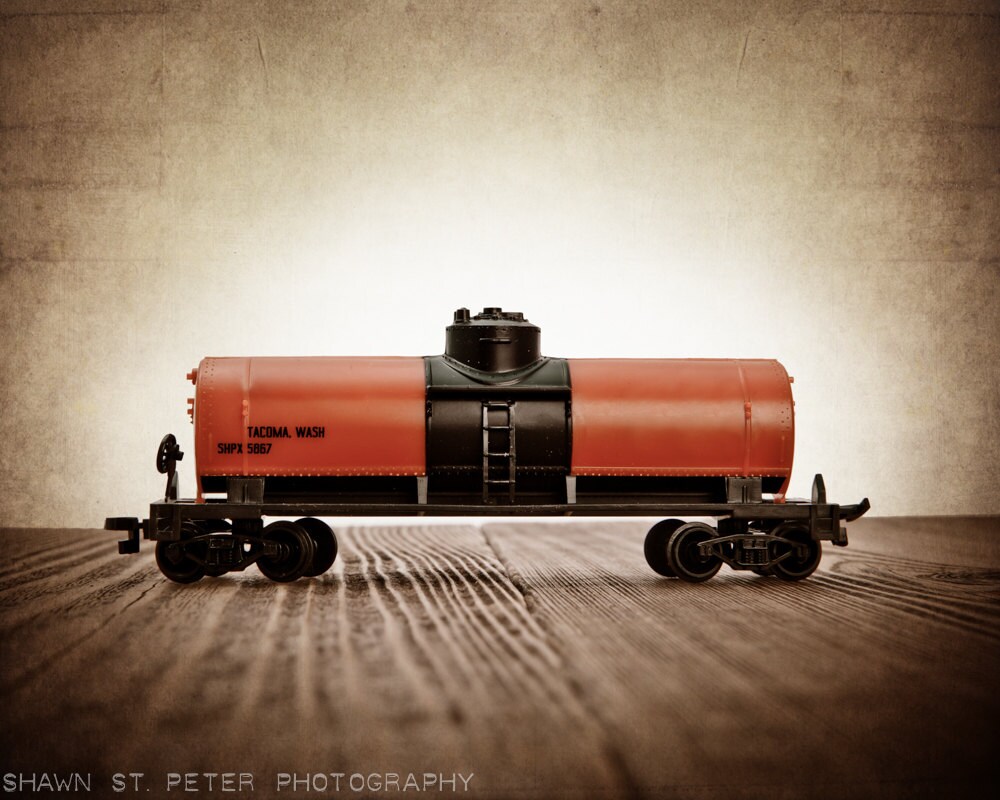 Toy Train Print Orange Tanker Car Photo Print Nursery Decor | Etsy
