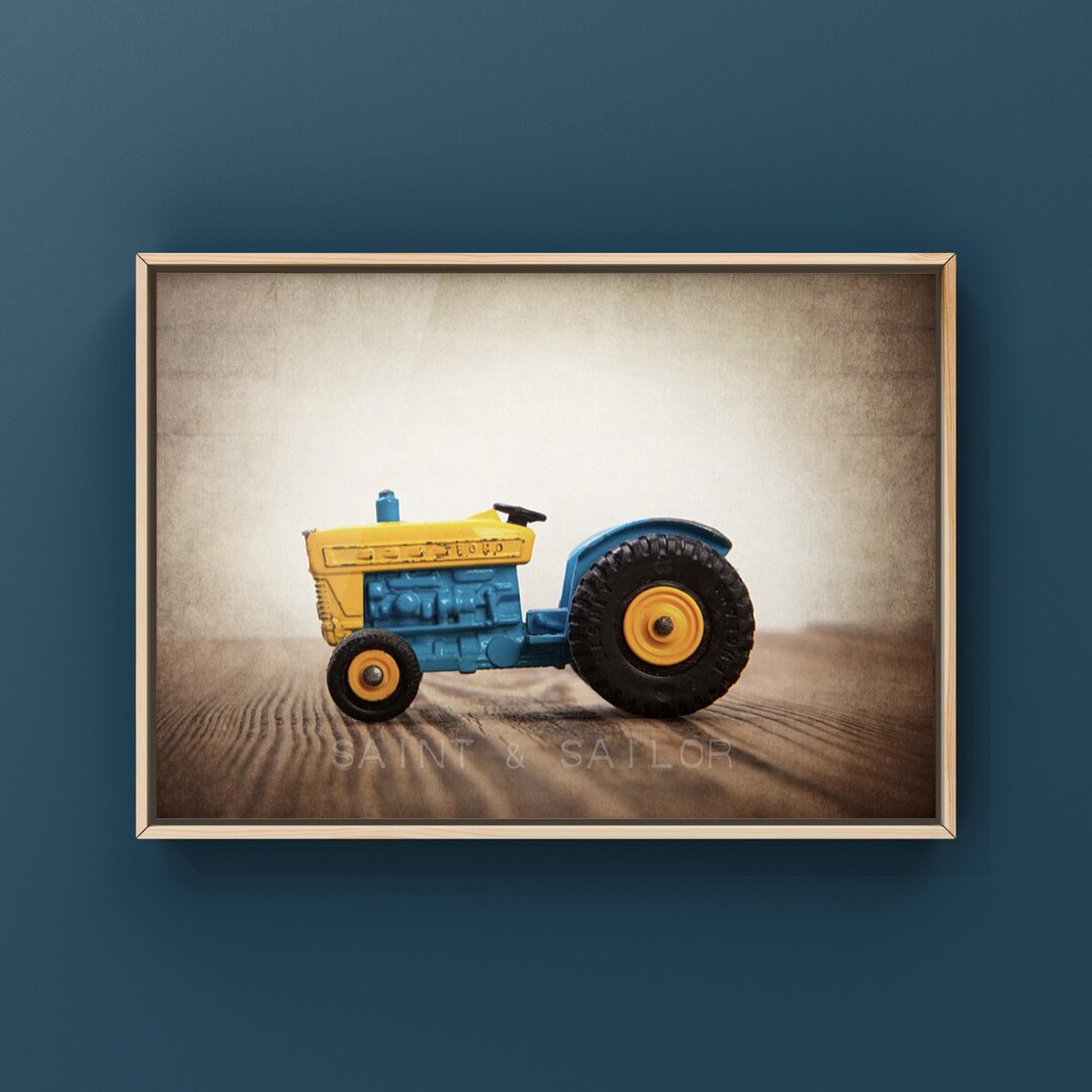 Tractor Print, Tractor Room or Nursery Wall Art, Vintage Blue and ...
