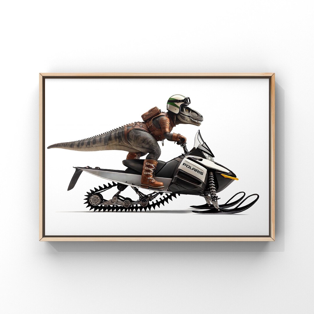 Dino Snowmobile Art Print: Boys Room Dinosaur Decor - Etsy