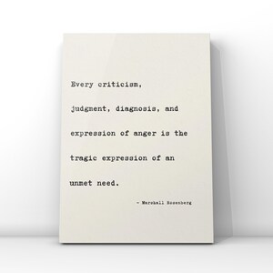 Marshall Rosenburg Criticism, Quote Art , Canvas or Unframed Print ...