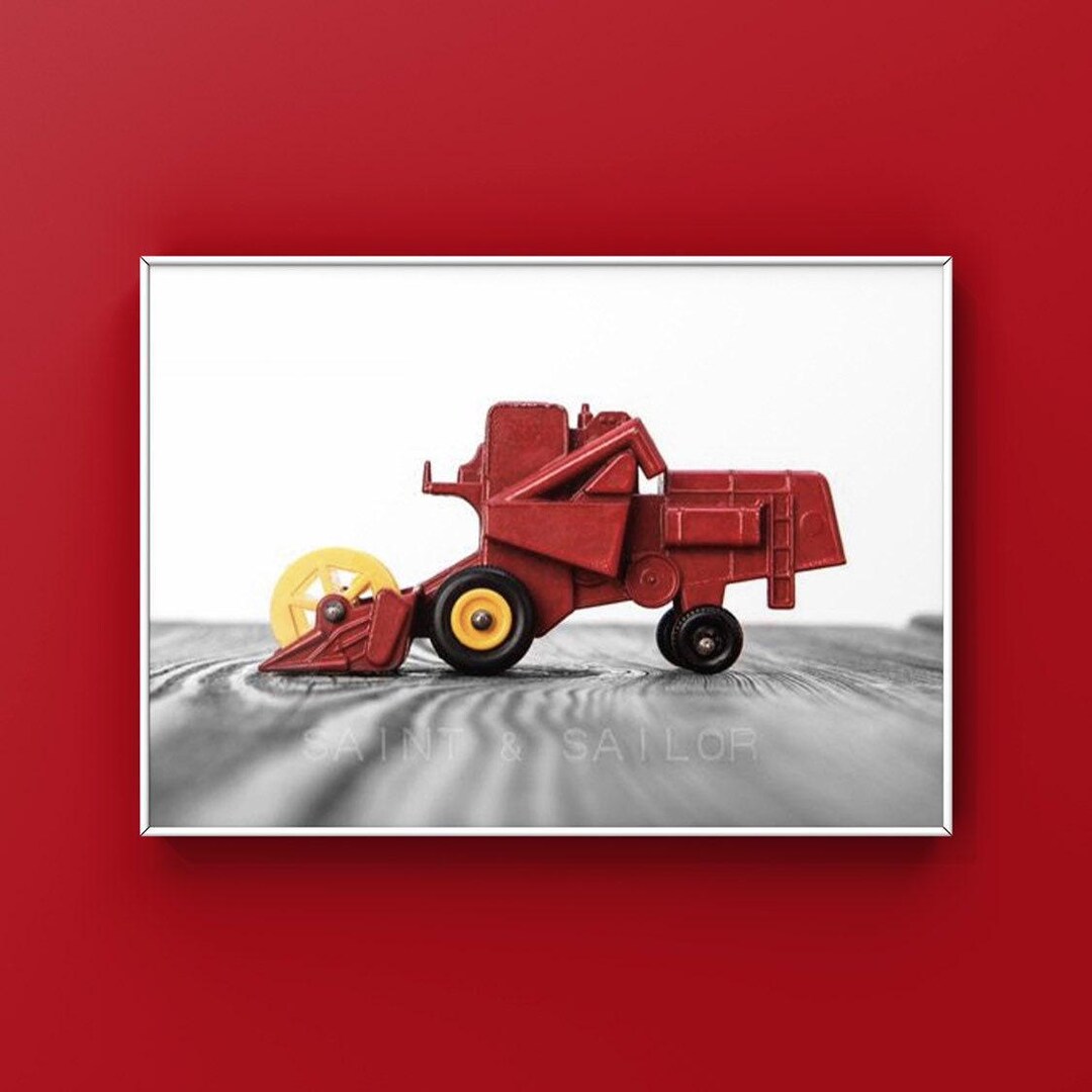 Vintage Red Combine Photo Print, Kids Playroom Decor - Etsy