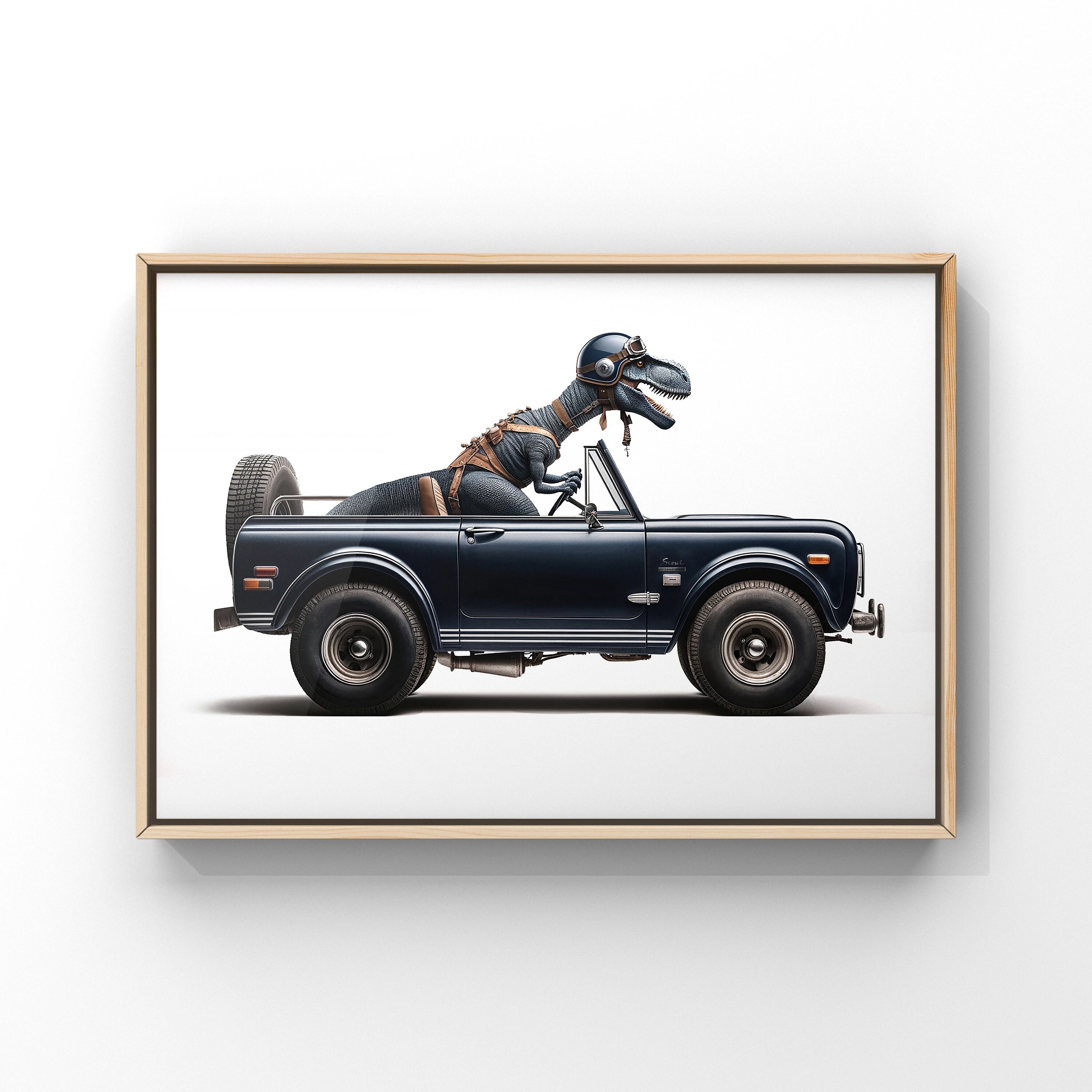 Set of Six Dinos Driving 4x4s, Unframed Photo Prints or Canvases, Dino ...