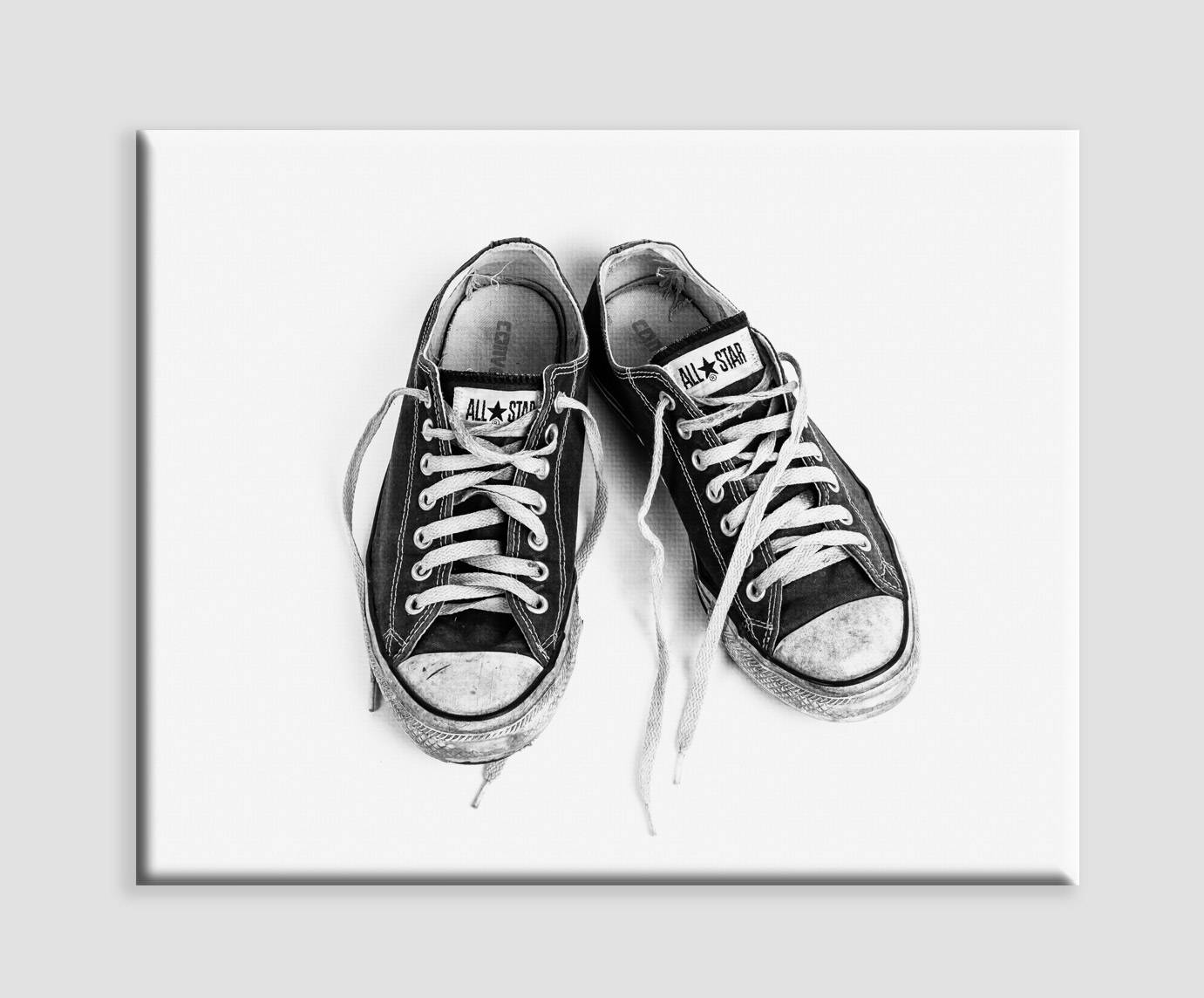 Vintage Converse All Stars Photo Print, Black and White Sneaker Wall ...