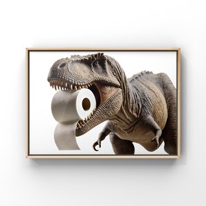 T-rex Toilet Paper Bathroom Print: Funny Dinosaur Art - Etsy