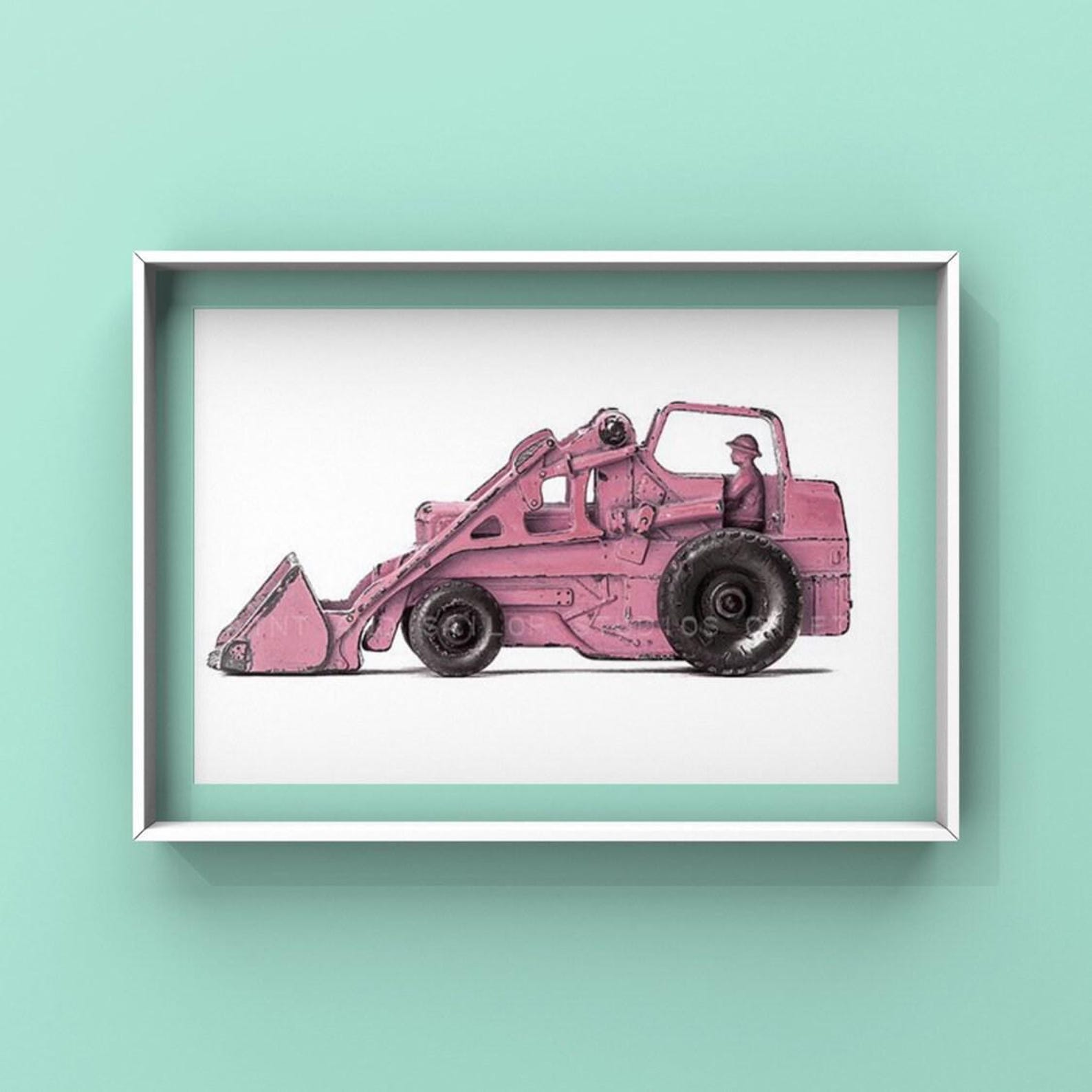 Vintage Pink Toy Tractor Print, Girl's Room Decor - Etsy