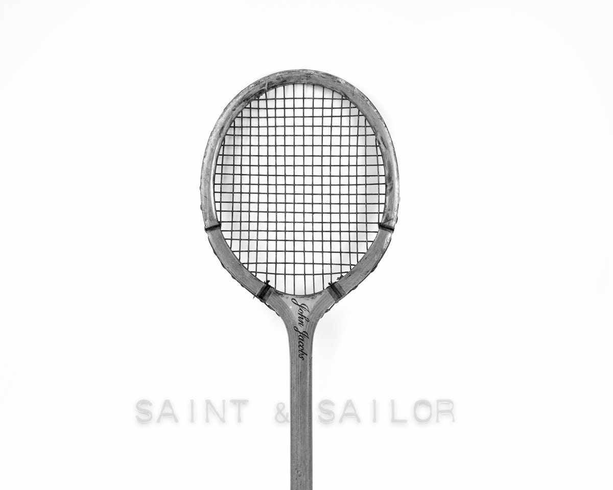 Black and White Vintage Tennis Racket Photo Print Decorating | Etsy