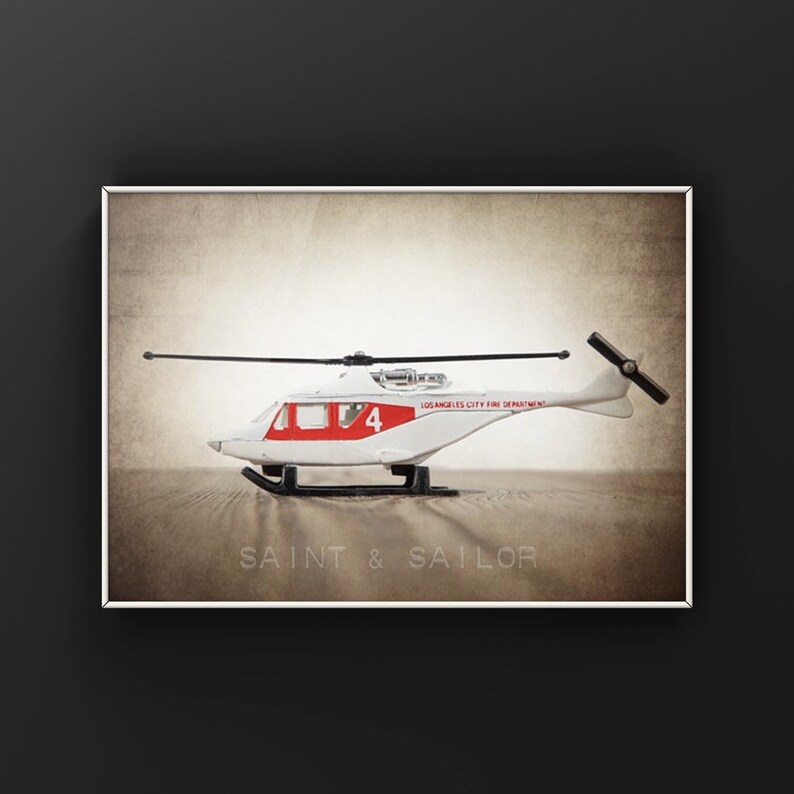 Helicopter wall art Vintage Matchbox Red and White Helicopter | Etsy