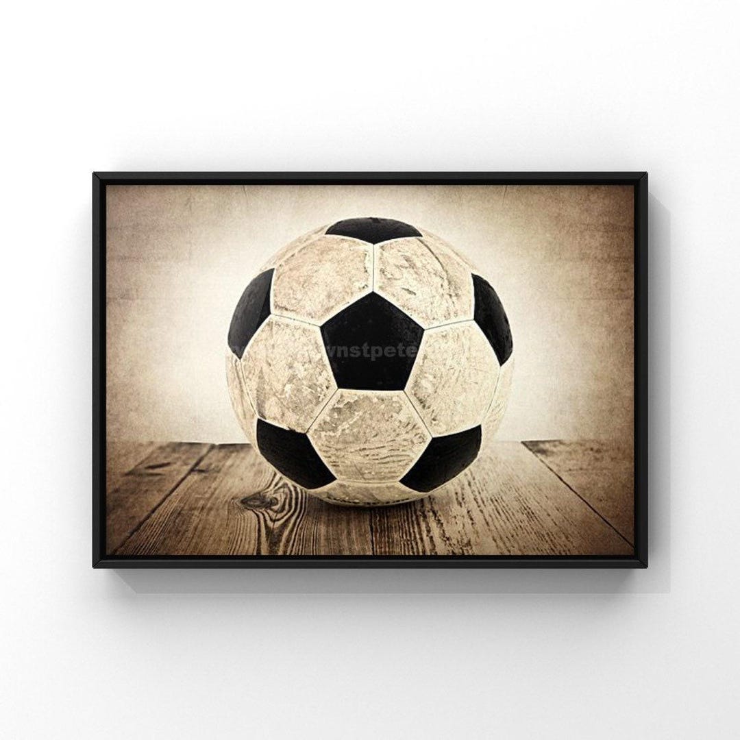 Vintage Soccer Ball Print, Rustic Barn Wood, Boys Room Decor - Etsy