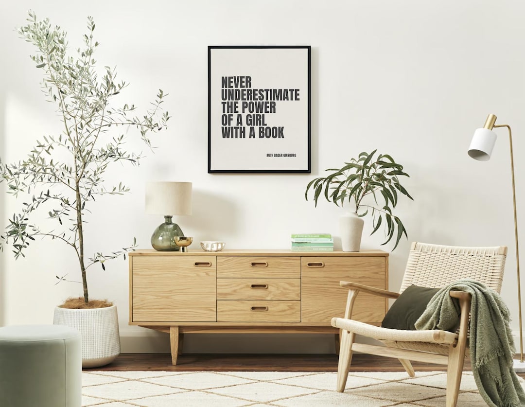 RBG Quote Print, Girl With Book, Ruth Bader Ginsburg, Canvas or ...