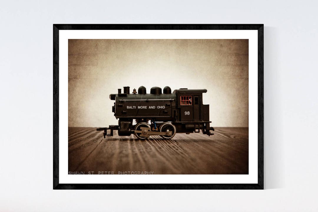 Toy Train Print, Engine 98, One Photo Print, Nursery Decor, Rustic ...