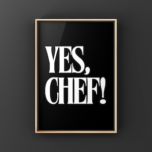 YES CHEF, Canvas or Unframed Print, Housewarming Gift, Kitchen Decor ...
