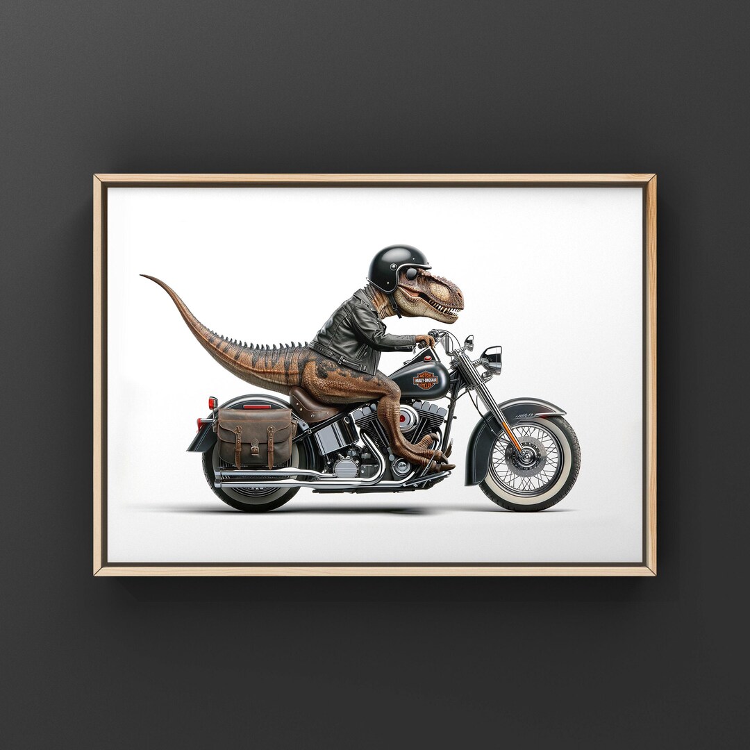 T-rex Riding a Harley , Photo Print, Boys Room Decor, Dinosaur Art ...