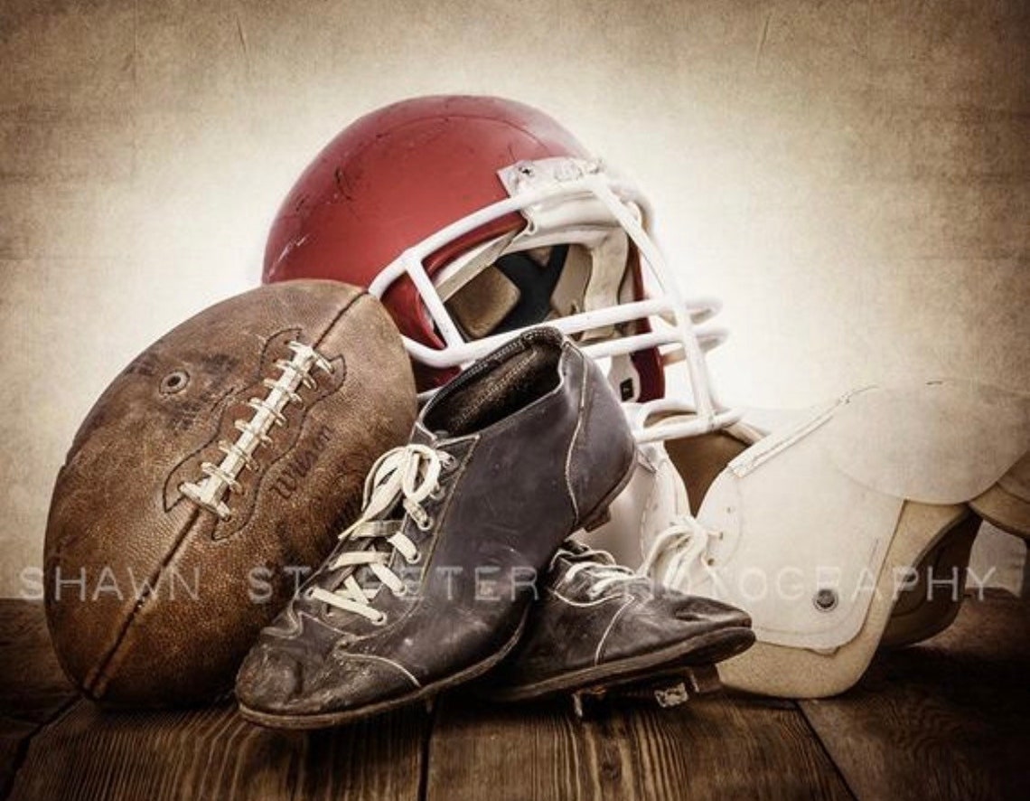 Vintage Football Gear Red Helmet Photo print Decorating | Etsy