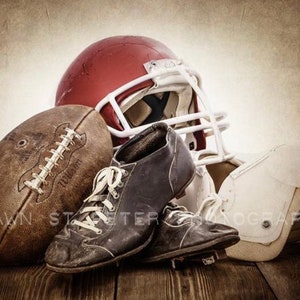 Vintage Football Gear Red Helmet Photo Print , Decorating Ideas, Wall ...