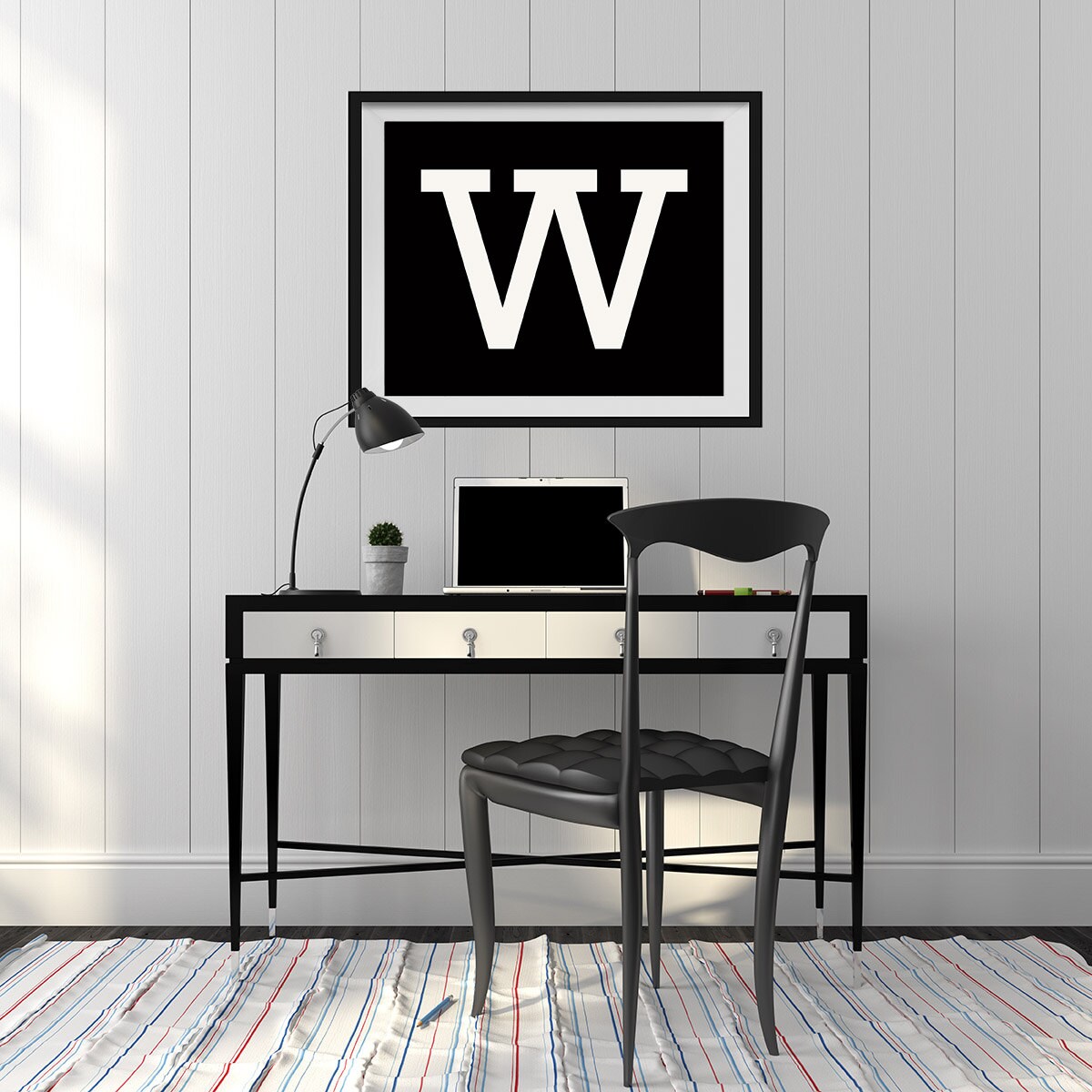 Letter W in 4 color choices Monogramed Photo Print or Canvas | Etsy