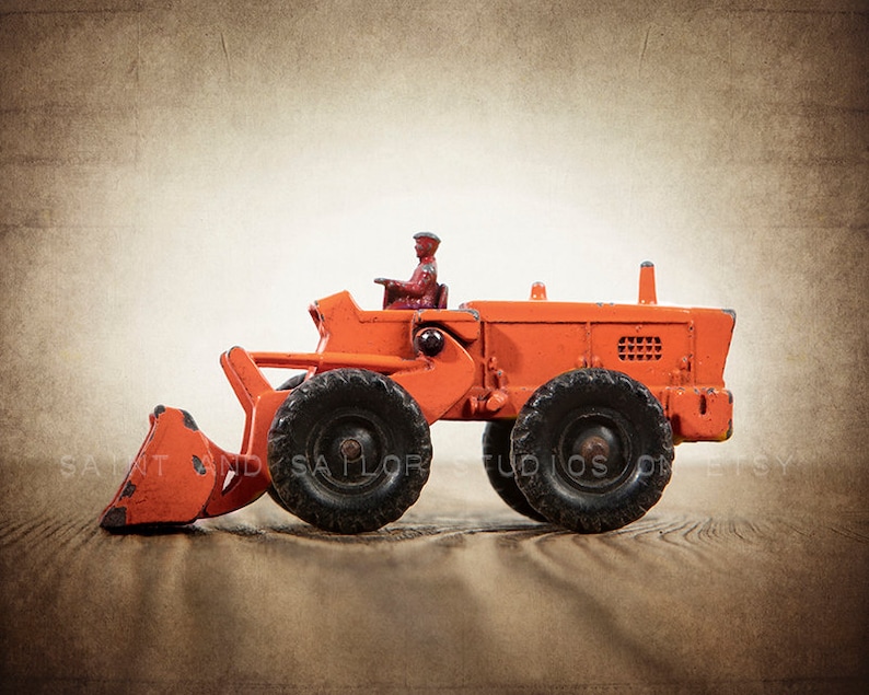 Vintage Construction Truck Photo Prints, Primary Colors, Digger Tractor ...