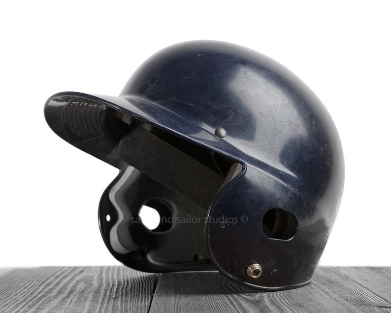 Vintage Baseball Batting Helmet Navy Blue Photo Print - Etsy