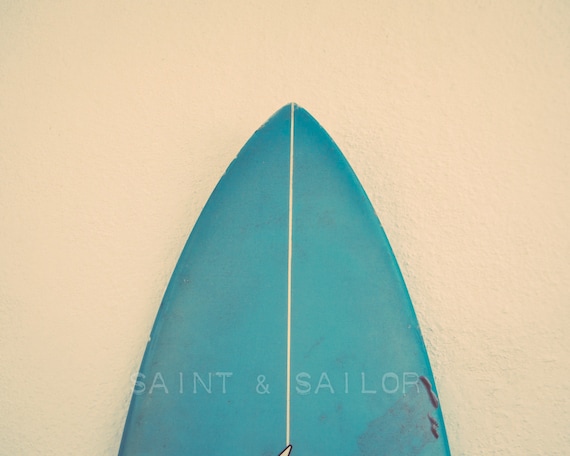 Turquoise Surfboard Tip Surf Decor Beach Photos Yellow | Etsy