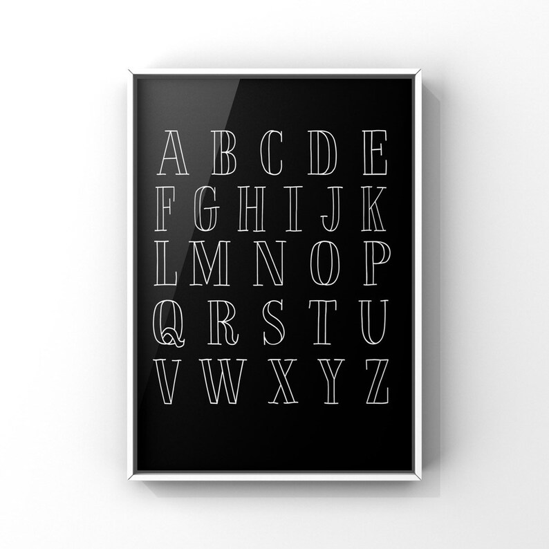 Alphabet Print in Black or White Modern Kids Room Decor - Etsy
