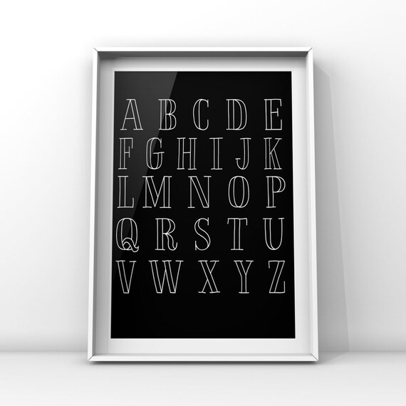 Alphabet Print in Black or White Modern Kids Room Decor - Etsy