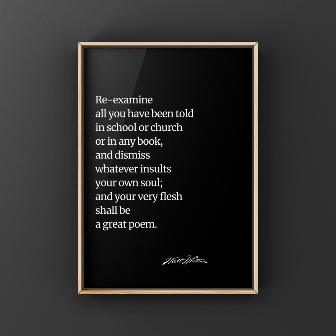 Walt Whitman Quote Print, Inspirational Canvas, School Church Poem - Etsy