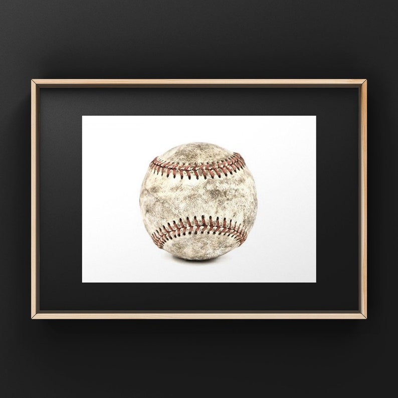 Vintage Single Baseball on White Photo Print decorating - Etsy