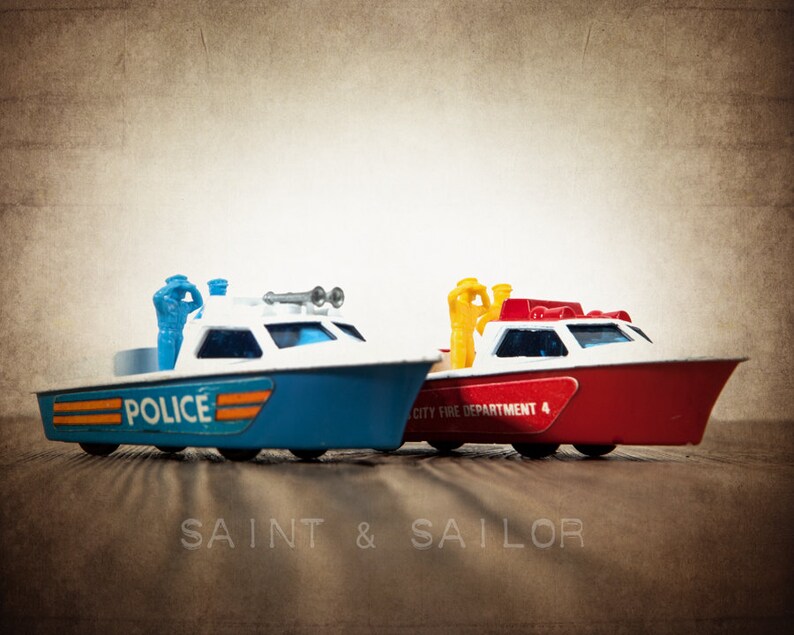 Vintage Matchbox Police and Fire Boat Photo Print Boys Room - Etsy